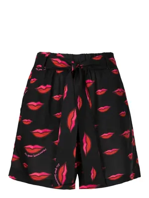 AMIR SLAMA Lip-print Shorts - Black