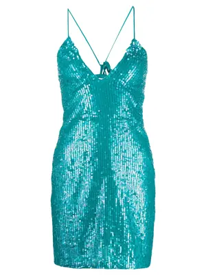P.a.r.o.s.h Gleam Sequinned Mini Dress - Blue