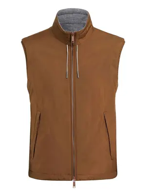 Zegna Reversible Zip-up Vest - Brown