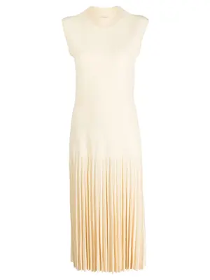 MRZ Mesh-detailing Pleated Dress - Neutrals