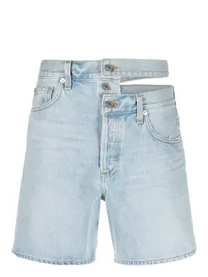 AGOLDE Asymmetric Denim Shorts - Blue