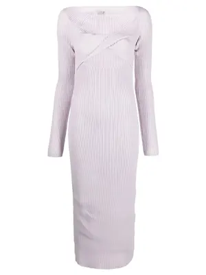 MRZ Cut-out Ribbed Knit Midi Dress - Purple