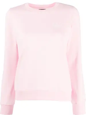 A.p.c. Logo-embroidered Long-sleeve T-shirt - Pink