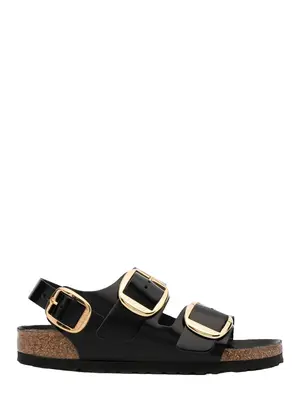 BIRKENSTOCK Milano Leather Flat Sandals - Black