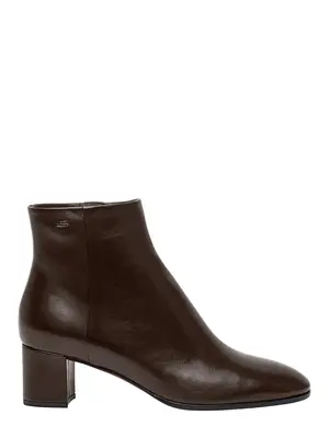 Santoni Halfrida Napa Leather Ankle Booties - Dark Brown