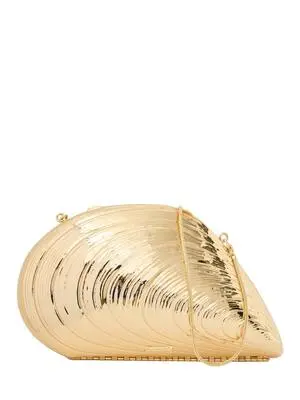 Simkhai Bridget Metal Oyster Shell Clutch - Gold