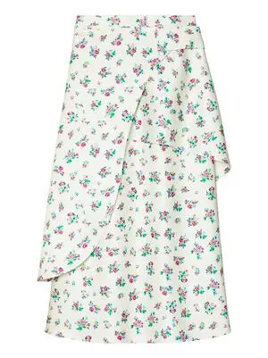Tory Burch Satin Wrap Skirt - Multi Ditsy Floral