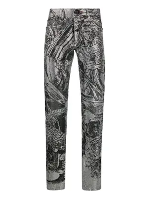 Philipp Plein Crystal-embellished Slim Cut Jeans - Black