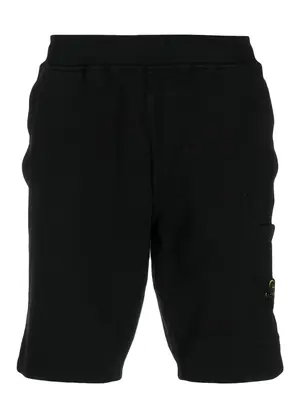 Stone Island Side Logo-patch Elasticated-waistband Shorts - Black
