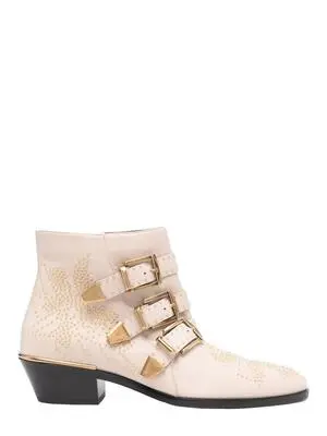 Chloé Susanna Studded Triple-strap Boots - Neutrals