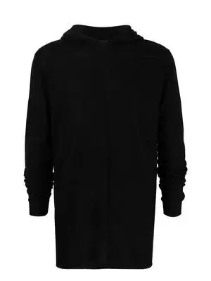 Rick Owens Organic-cotton Fine-knit Hoodie - Black