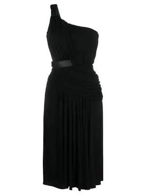 Alberta Ferretti One-shoulder Belted Midi Dress - Black