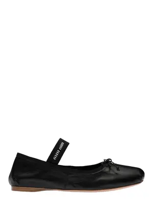 Miu Miu Logo-patch Ballerina Shoes - Black