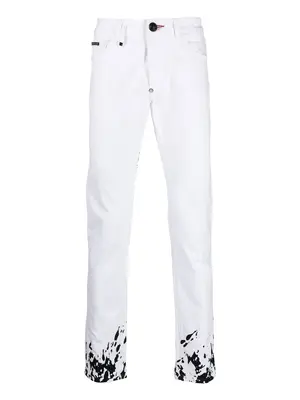 Philipp Plein Graphic-print Slim-cut Jeans - White