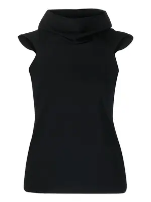 QUIRA Cowl-neck Knit Top - Black