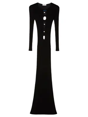 Off-White Cut-out Knitted Long Dress - Black