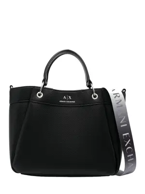 Armani Exchange Logo-print Leather Tote - Black