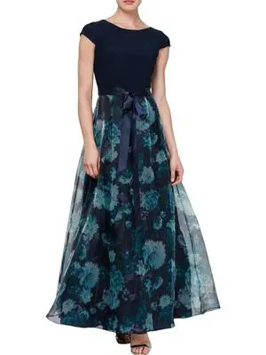 SL FASHIONS Organza Patterned Gown - Nml