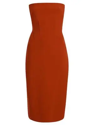 Another Tomorrow Doppio Structured Wool Midi Dress - Sedona Red