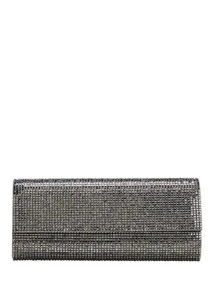 Judith Leiber Perry Beaded Crystal Clutch Bag Ebonized Hematite
