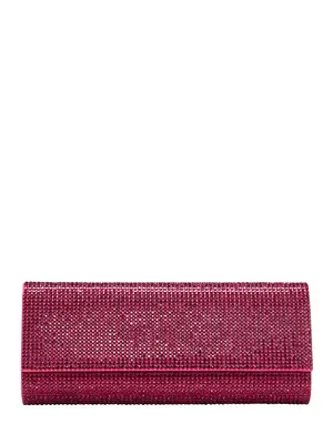 Judith Leiber Perry Beaded Crystal Clutch Bag Silver Fuchsia