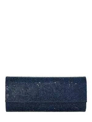 Judith Leiber Perry Beaded Crystal Clutch Bag Silver/midnight Navy