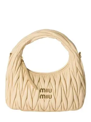 Miu Miu Miu Miu Matelasse Quilted Leather Hobo Bag Soia