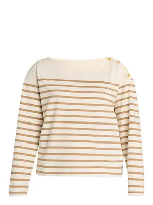 Rag & Bone Bardot Striped Knit Top - Camelstrp