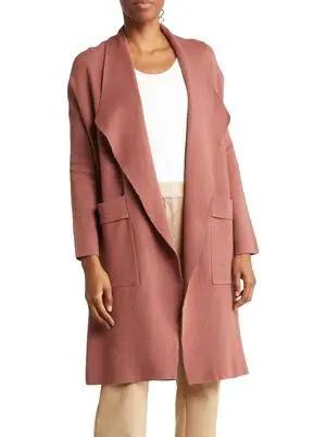 BY DESIGN Andrea Open Front Long Cardigan Cognac