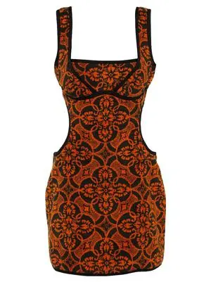 MARINE SERRE Marine Serre Jacquard Cutout Cotton Minidress Multicoloured