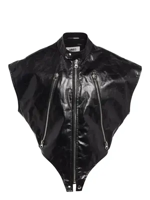 MAISON MARGIELA Leather Biker Jacket - Black