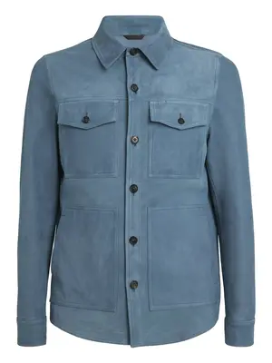 Isaia Isaia Suede Overshirt Blue