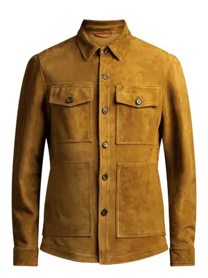 Isaia Isaia Suede Overshirt Brown