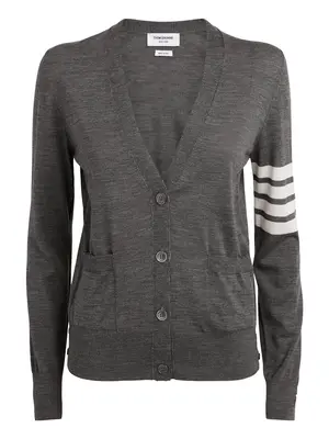 Thom Browne Wool Relaxed 4-bar Cardigan - Grey