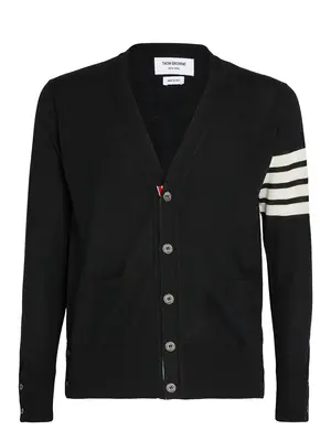 Thom Browne Merino Wool 4-bar Cardigan - Black