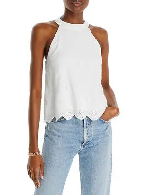Aqua Sleeveless Eyelet Top Exclusive - White