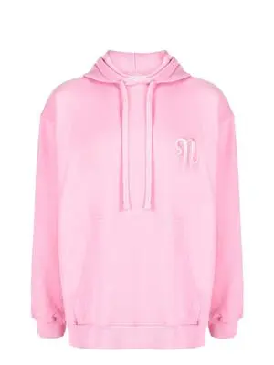 Nanushka Logo-embroidered Organic Cotton Hoodie - Pink