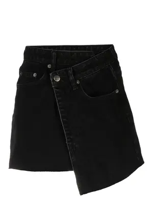 Ksubi Asymmetric Denim Mini Skirt - Black