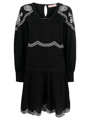 TWINSET Embroidered Mini Dress - Black