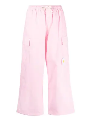 Joshua Sanders Floral-appliqué Cropped Cargo Trousers - Pink