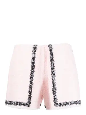 MSGM Frayed-edge Tweed Mini Shorts - Pink
