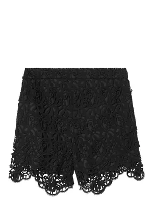 Burberry High-waisted Macramé Lace Shorts - Black