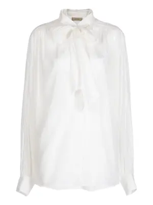 SYSTEM Semi-sheer Long-sleeve Shirt - White