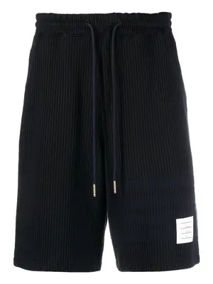 Thom Browne 4-bar Stripe Seersucker Track Shorts - Blue