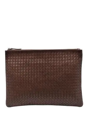 Dragon Diffusion Woven Leather Clutch - Brown