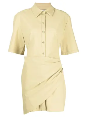 Jacquemus Gathered-detail Shirt Dress - Brown