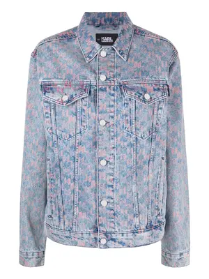 Karl Lagerfeld Monogram Denim Jacket - Blue