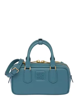 Miu Miu Logo-Embossed Leather Mini Bag Blue