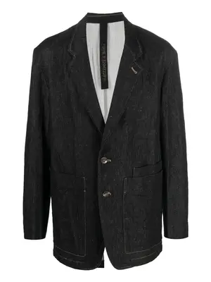 FORME D'EXPRESSION Patch-pockets Denim Blazer - Black