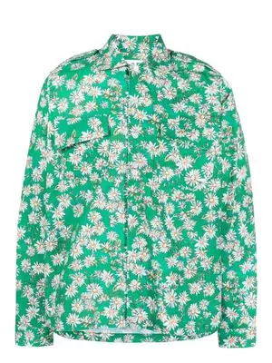 Rhude Daisy-print Long-sleeved Shirt - Green